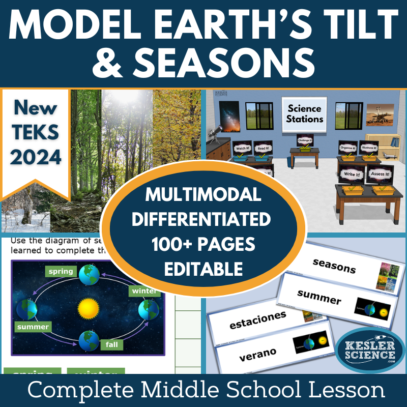 TEKS 6.9A Model Earth's Tilt & Seasons for Middle School Science